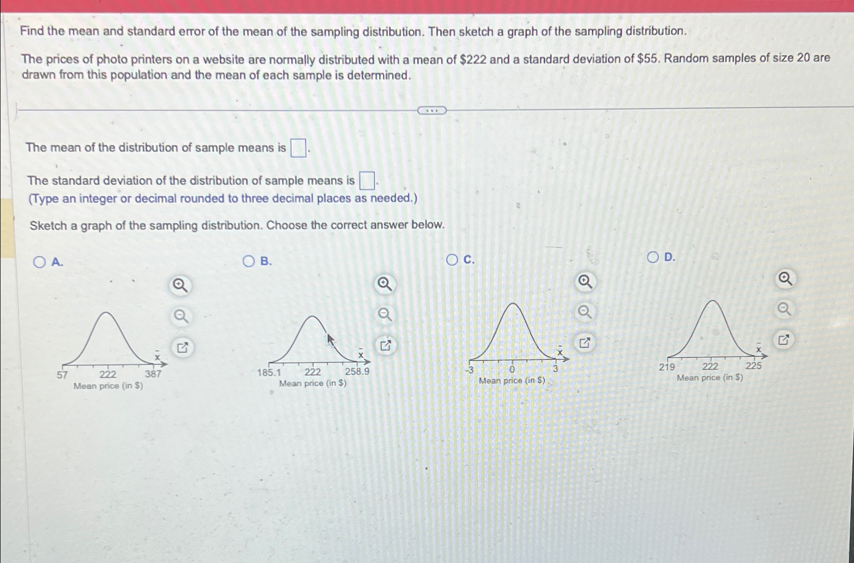Solved Find the mean and standard error of the mean of the | Chegg.com