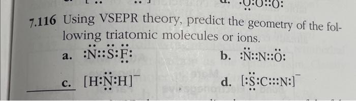 Solved 7.116 Using VSEPR theory, predict the geometry of the | Chegg.com
