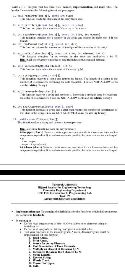 Solved Write a C++ program that has three file header, | Chegg.com