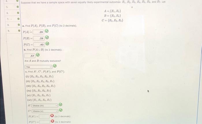 Solved Suppose that we have a sample space with seven | Chegg.com