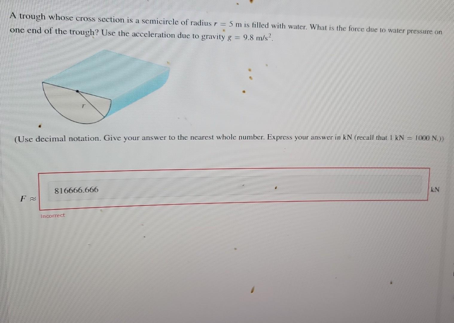 Solved A trough whose cross section is a semicircle of | Chegg.com