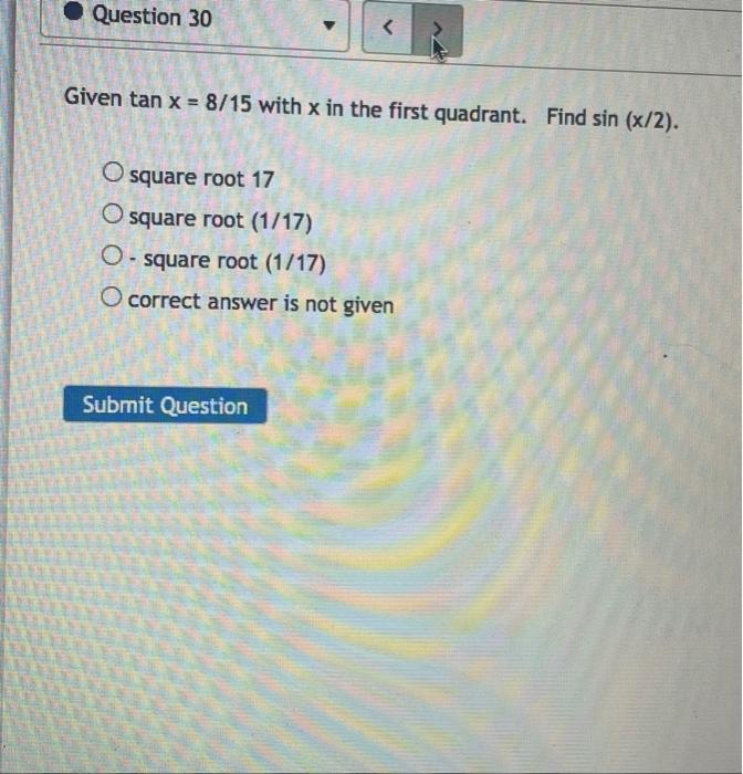 Solved Given tanx=8/15 with x in the first quadrant. Find | Chegg.com