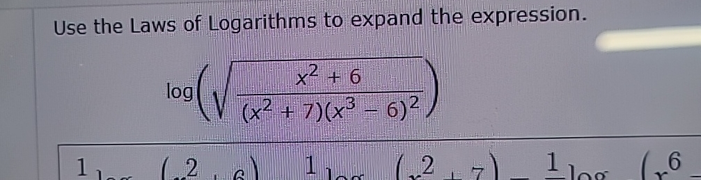 Solved Use the Laws of Logarithms to expand the | Chegg.com