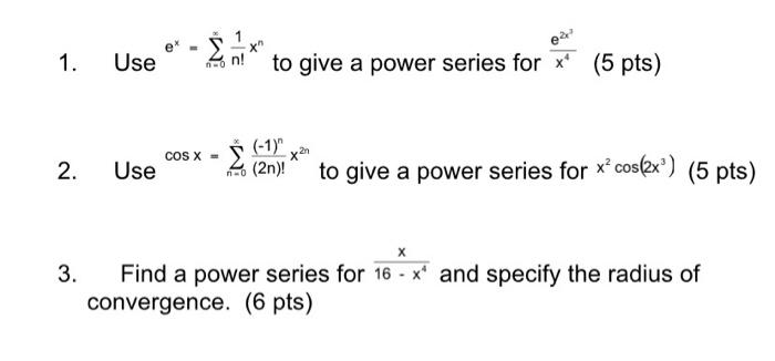 Solved Solve these power series problems 1-3, where you have | Chegg.com