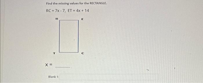 Solved Find the missing values for the RECTANGLE. | Chegg.com