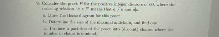 Solved 9. Consider the poset P for the positive integer | Chegg.com