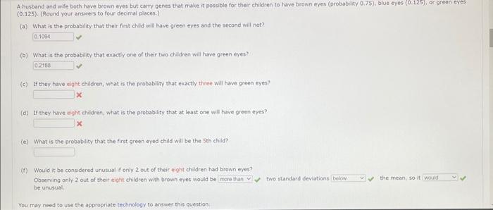 Solved A husband and wife both have brown eyes but carry | Chegg.com