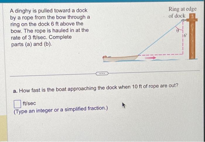 [Solved]: a. How fast is the boat approaching the dock when