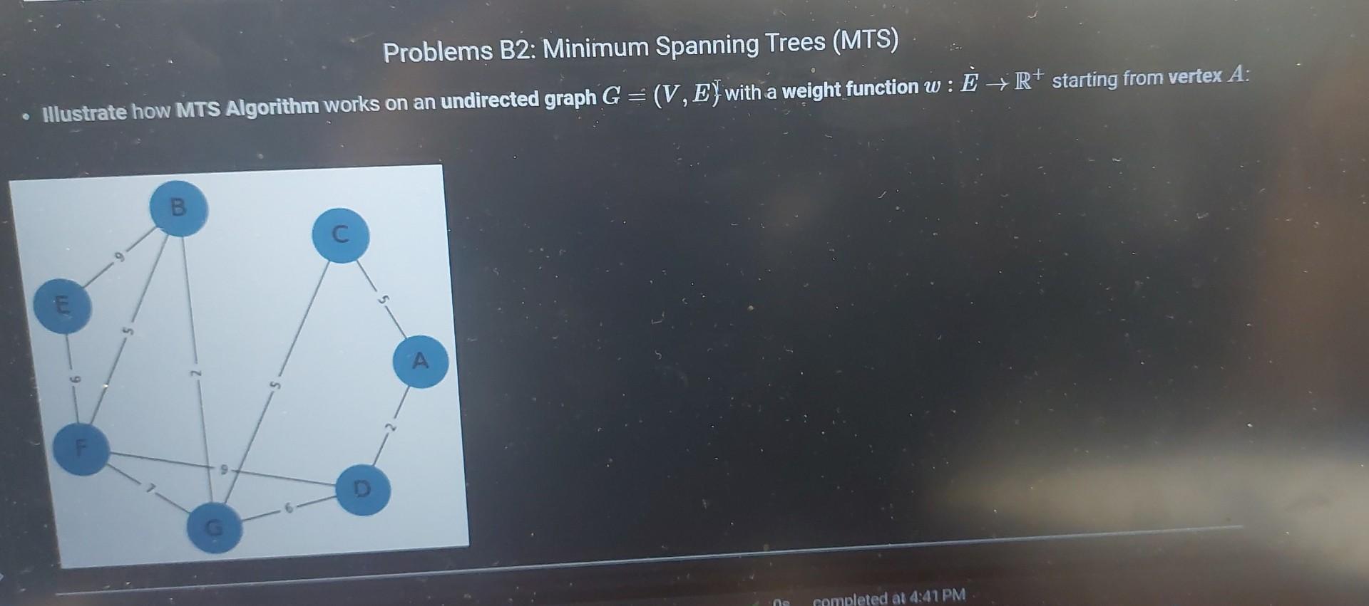 Solved Problems B2: Minimum Spanning Trees (MTS) - | Chegg.com