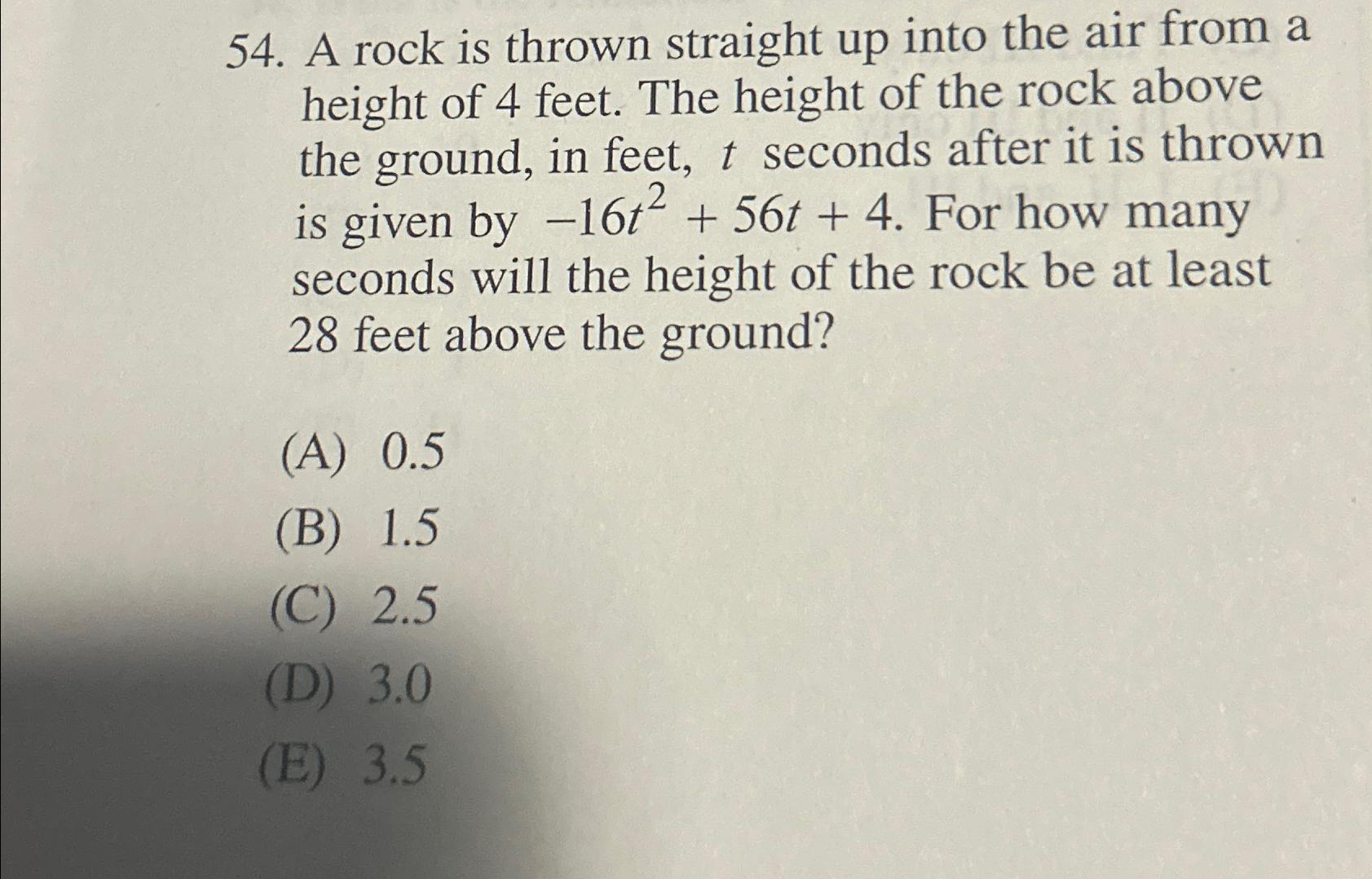 Solved A rock is thrown straight up into the air from a | Chegg.com