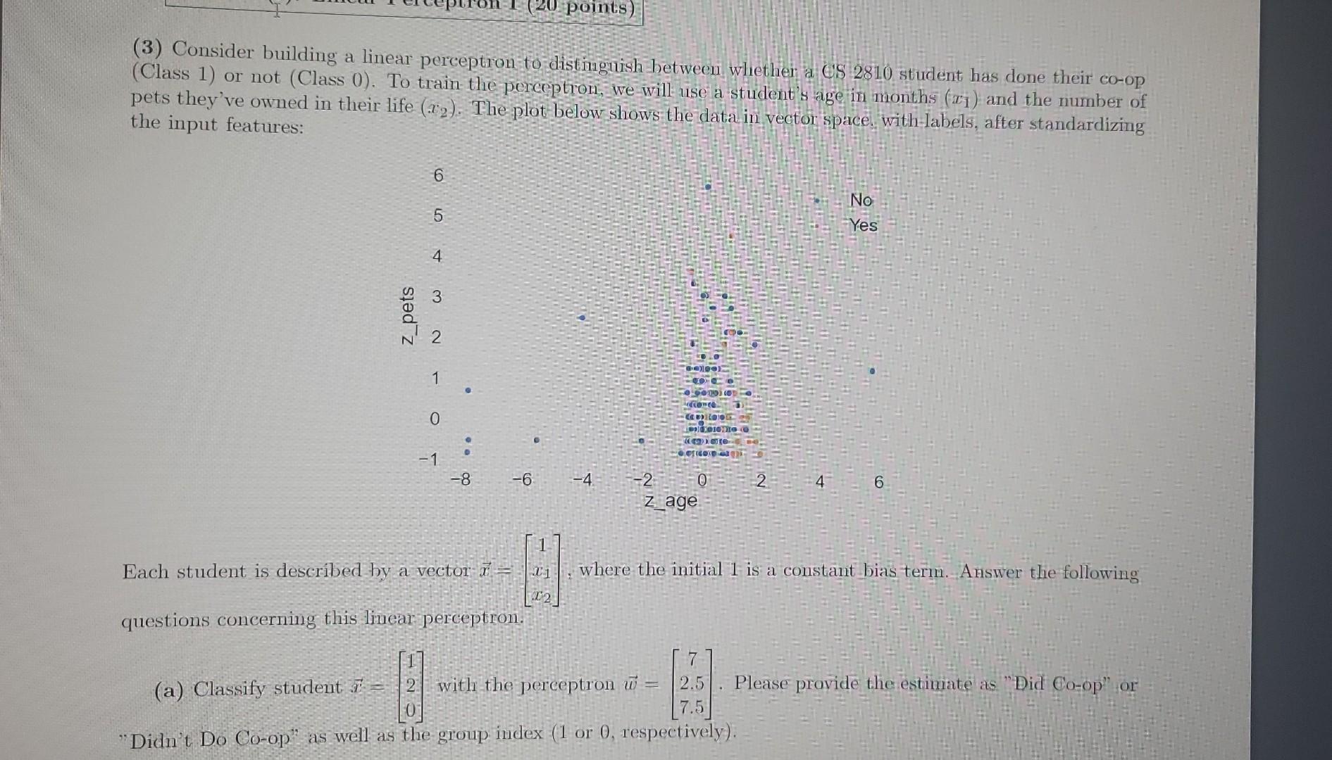 (3) Consider building a linear perceptron to | Chegg.com