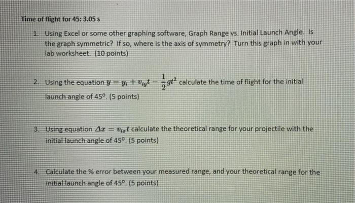 Solved Initial Launch Angle Range 30 35 40 45 50 55 60 65 70 | Chegg.com