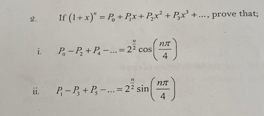 Solved If (1+x)n=P0+P1x+P2x2+P3x3+dots, prove | Chegg.com