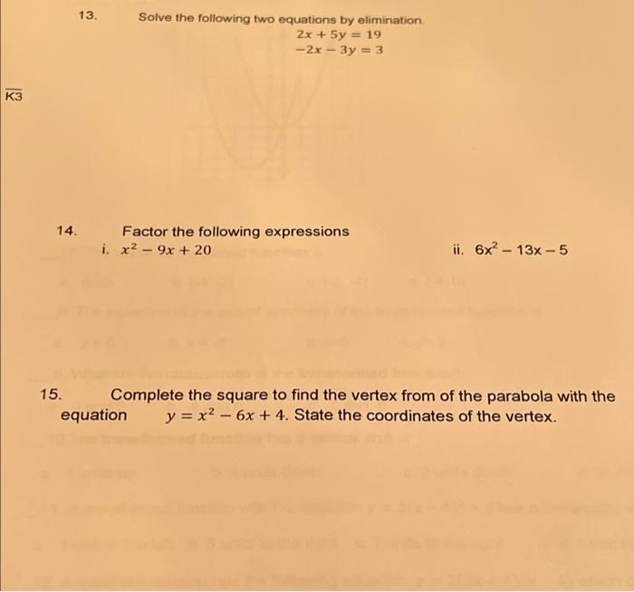 Solved 13. Solve the following two equations by elimination. | Chegg.com