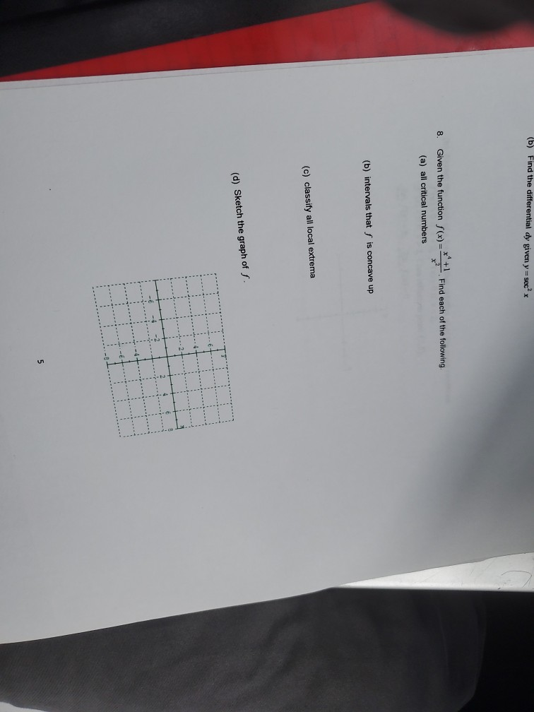 Solved (b) Find the differential dy given y = sec x ** +1 | Chegg.com