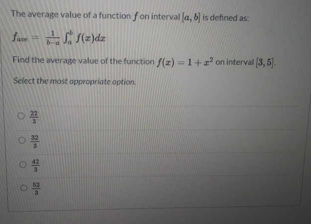 Solved The average value of a function f on interval (a, b) | Chegg.com