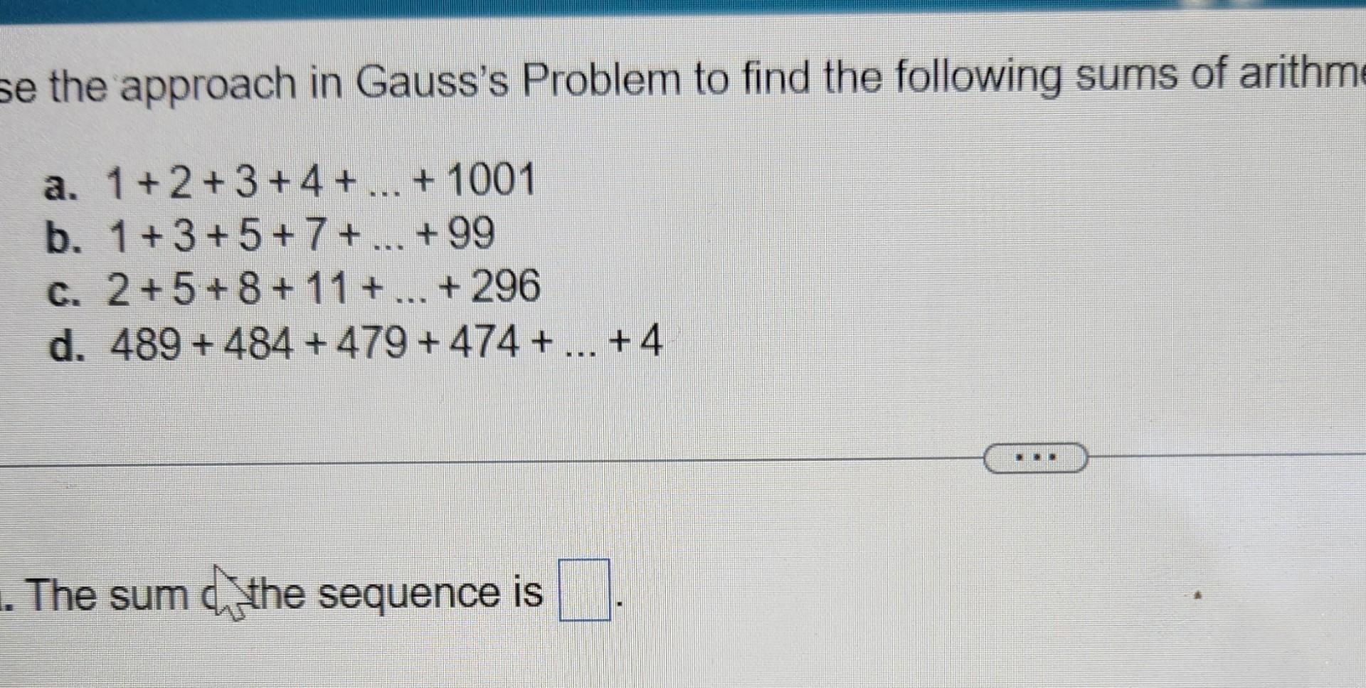 Solved se the approach in Gauss's Problem to find the | Chegg.com