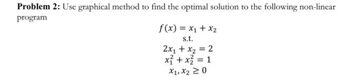 Solved Problem 2: Use graphical method to find the optimal | Chegg.com