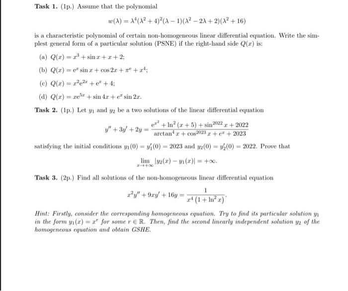 Solved Task 1. (1p.) Assume that the polynomial | Chegg.com