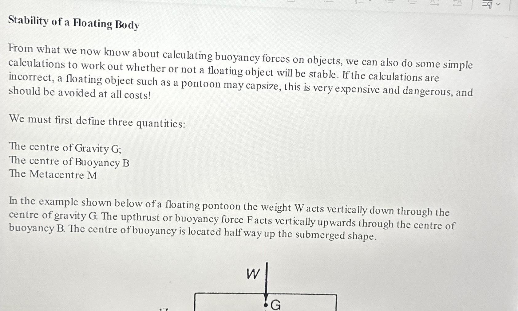 Solved Stability of a Floating BodyFrom what we now know | Chegg.com