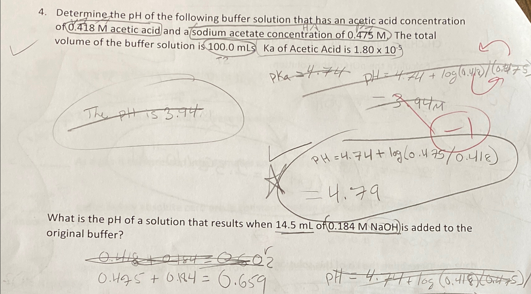 Solved Determine the pH ﻿of the following buffer solution | Chegg.com