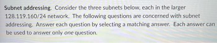 Solved Subnet addressing. Consider the three subnets below, | Chegg.com