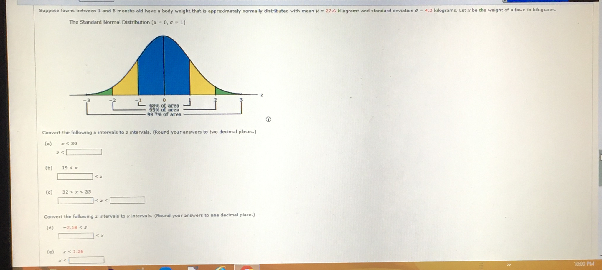 Solved The Standard Normal Distribution )=0,σ=(1Convert the | Chegg.com
