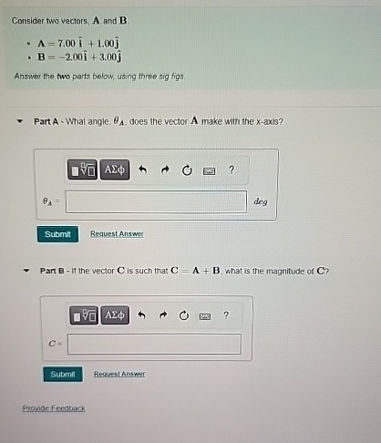 Solved Consider two vectors, A and | Chegg.com