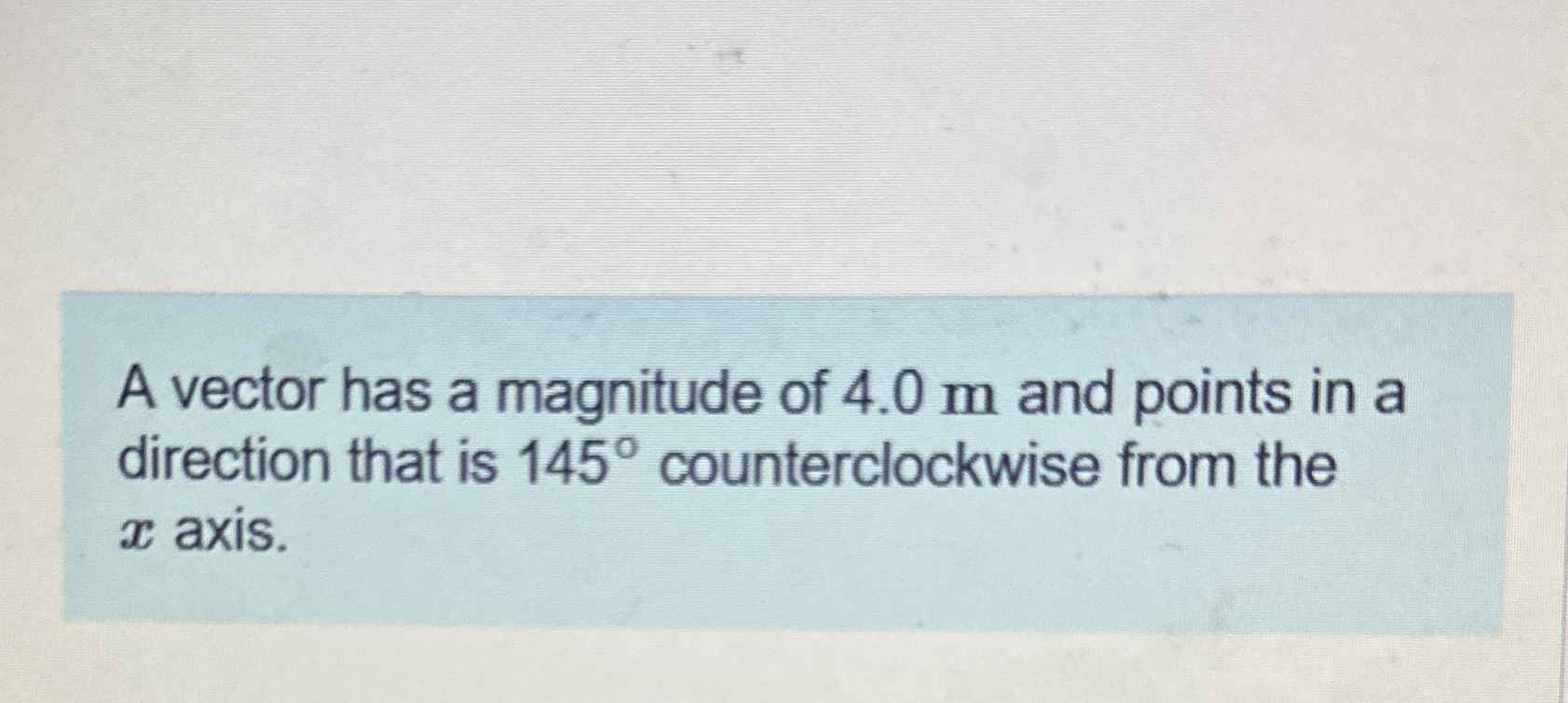 Solved A vector has a magnitude of 4.0 ﻿m and points in | Chegg.com