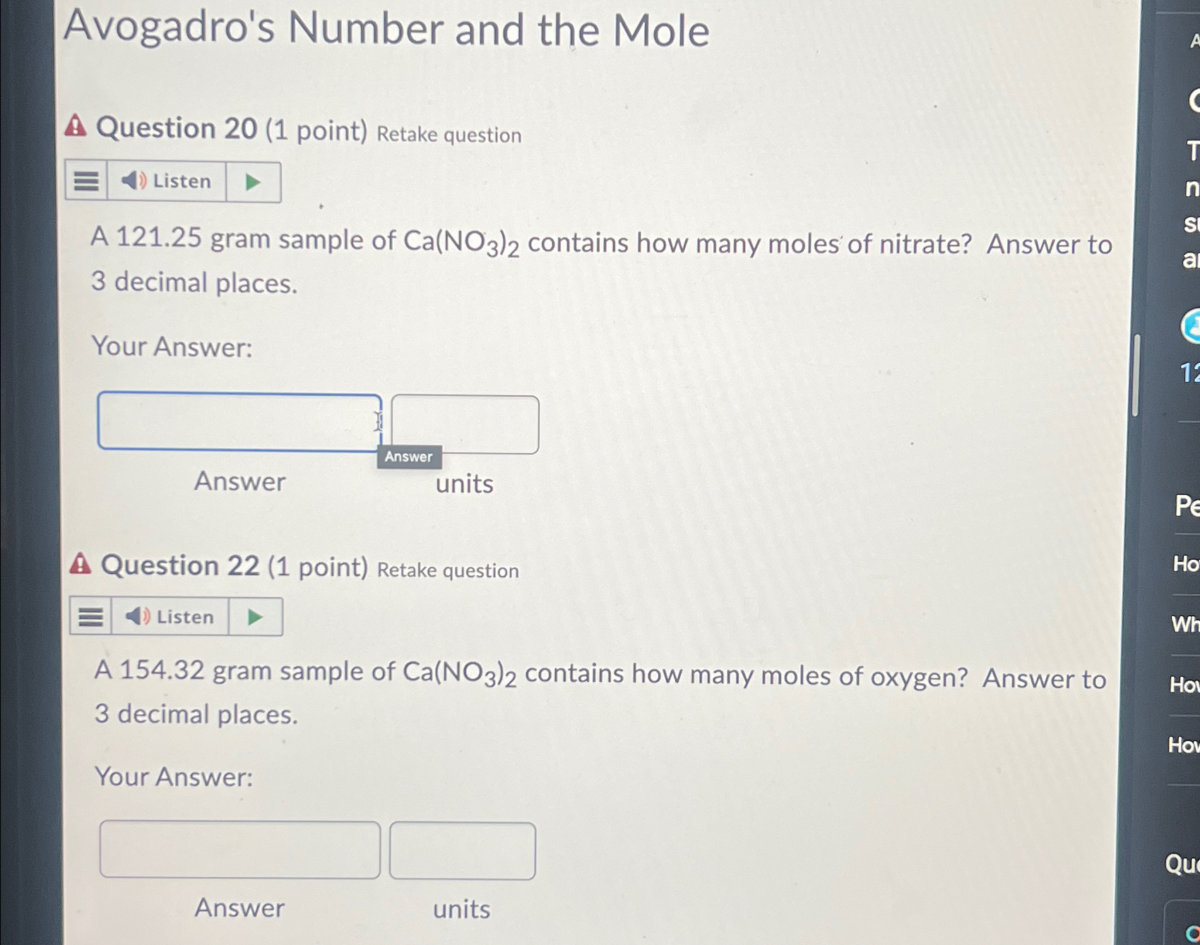 Solved Avogadro's Number and the MoleA Question 20 (1 | Chegg.com