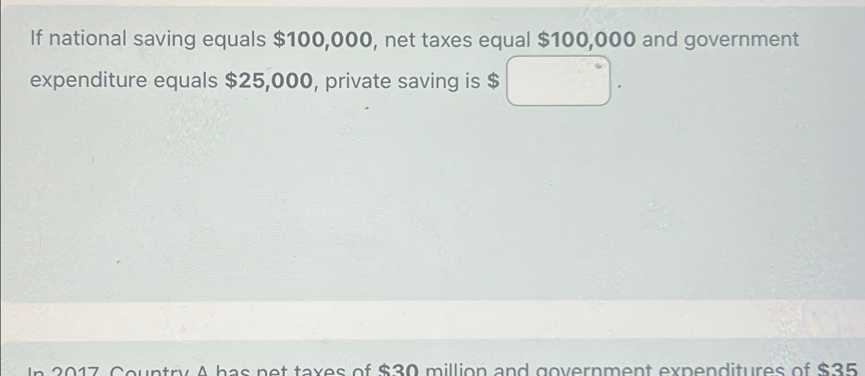 Solved If national saving equals $100,000, ﻿net taxes equal | Chegg.com