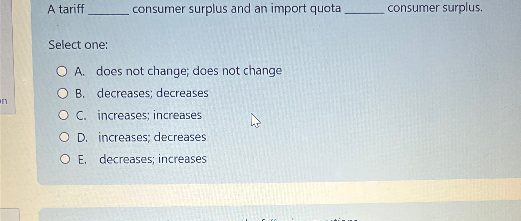 Solved A tariffconsumer surplus and an import quotaconsumer | Chegg.com
