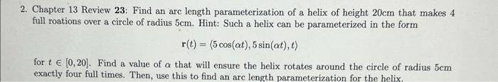 Solved Chapter 13 Review 23: Find an arc length | Chegg.com