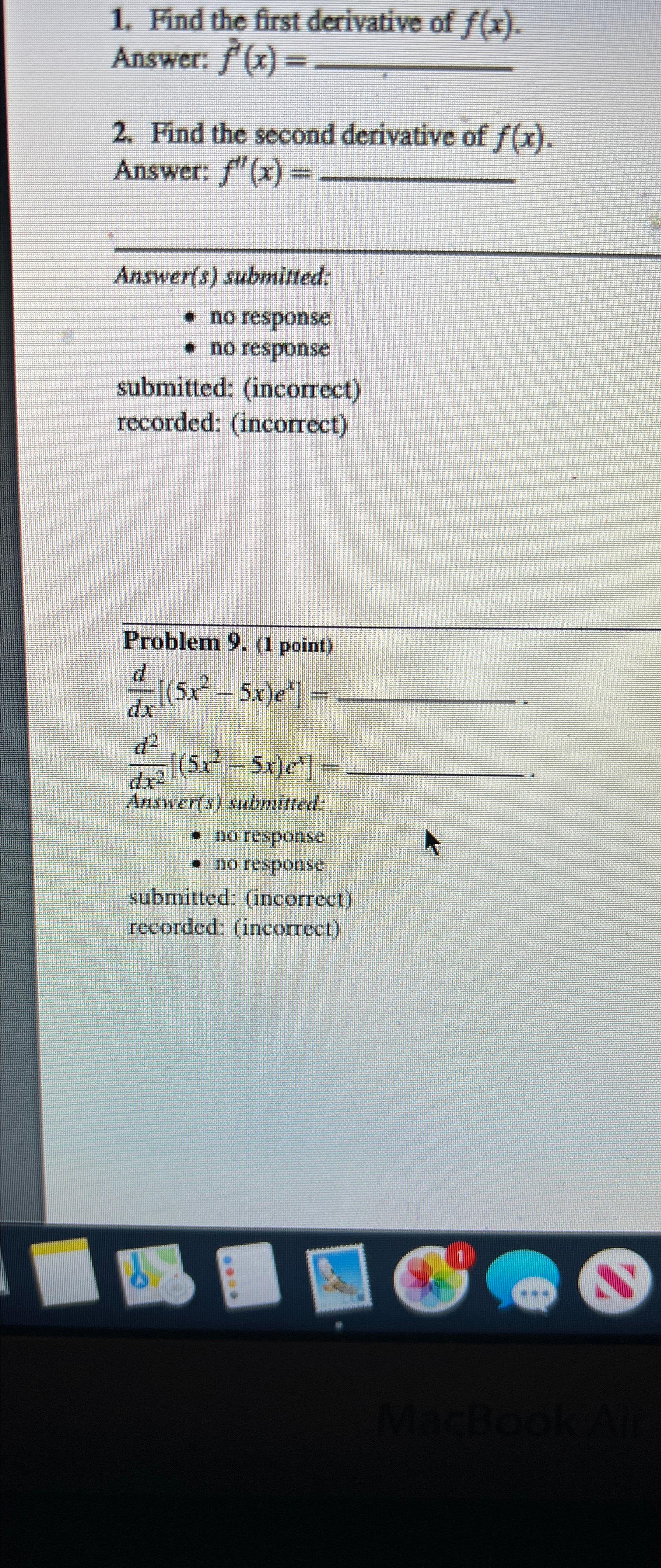 Solved Find the first derivative of f(x). ﻿Answer: | Chegg.com