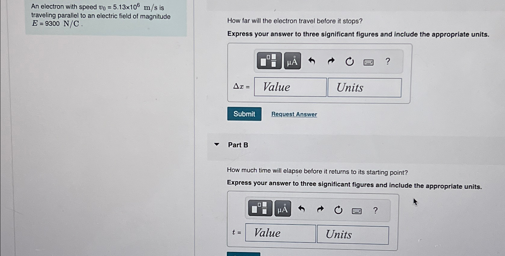 Solved An electron with speed v_(0)=5.13\\\\times | Chegg.com