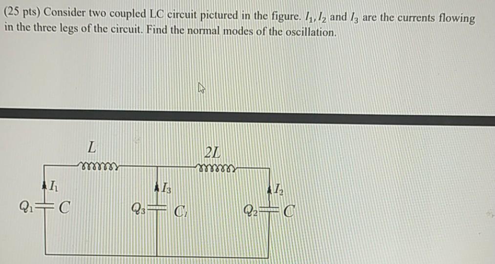 Solved (25 pts) Consider two coupled LC circuit pictured in | Chegg.com