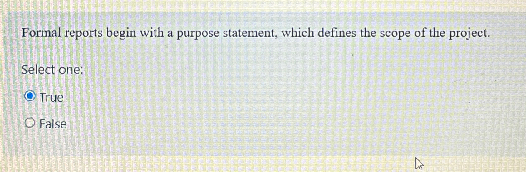 Solved Formal reports begin with a purpose statement, which | Chegg.com