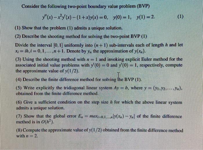 Solved Consider the following two-point boundary value | Chegg.com
