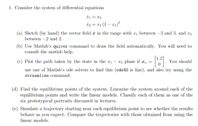 Solved Consider the system of differential | Chegg.com