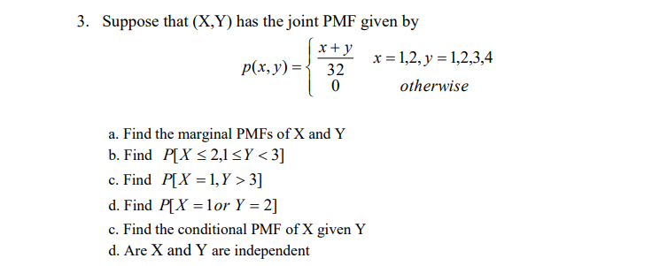 Solved Suppose that (x,Y) ﻿has the joint PMF ﻿given | Chegg.com