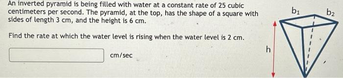 Solved An inverted pyramid is being filled with water at a | Chegg.com