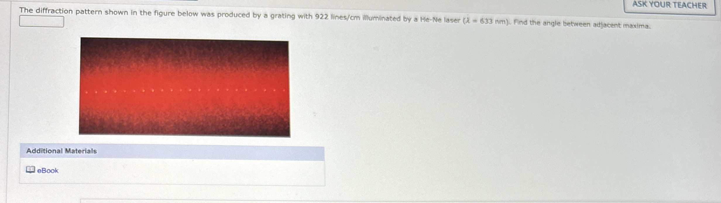Solved The diffraction pattern shown in the figure below was | Chegg.com