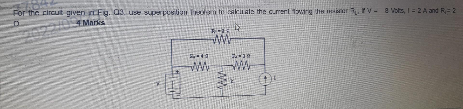 Solved For the circuit given in Fig. Q3, use superposition | Chegg.com
