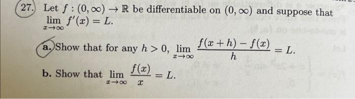 Solved 7 Let F 0 ∞ →r Be Differentiable On 0 ∞ And