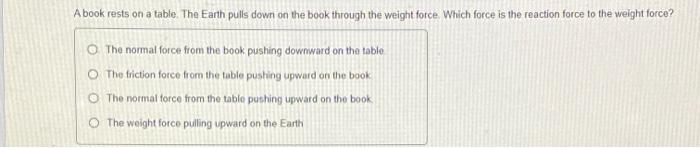 Solved A book rests on a table. The Earth pulls down on the | Chegg.com