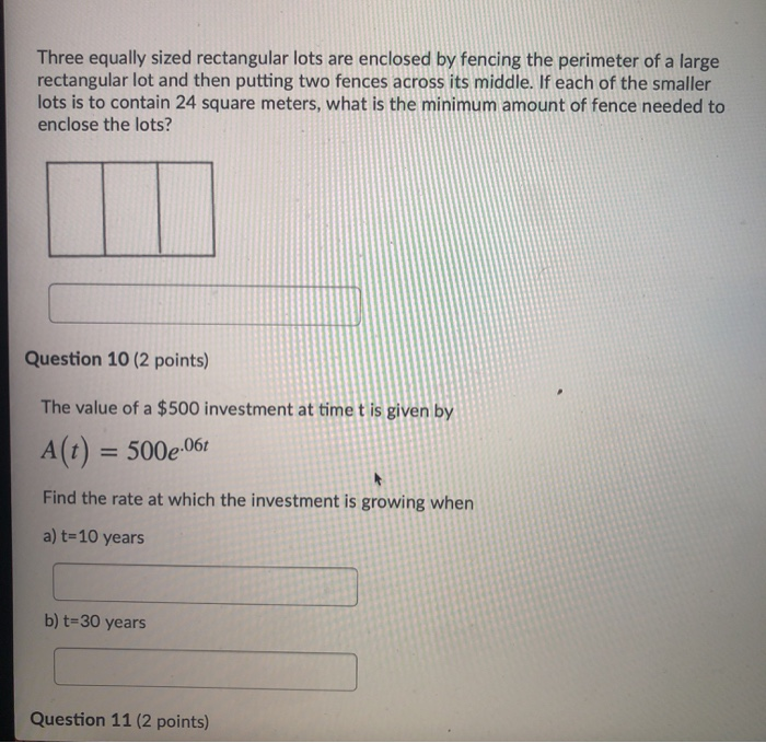 Solved Three equally sized rectangular lots are enclosed by | Chegg.com