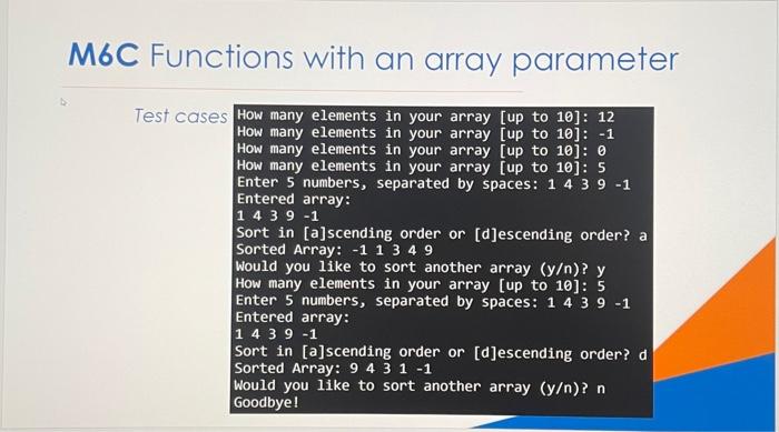 Solved M6C Functions with an array parameter 1. Using | Chegg.com