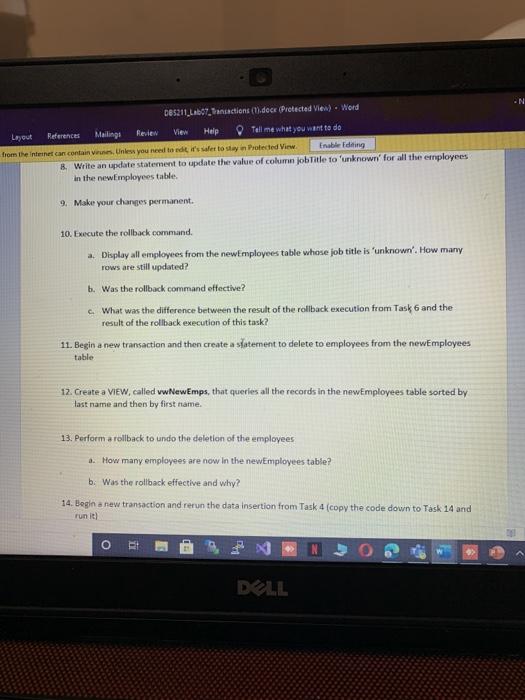 Solved DBS311.66:7. Transition (1).docx Protected View Word | Chegg.com