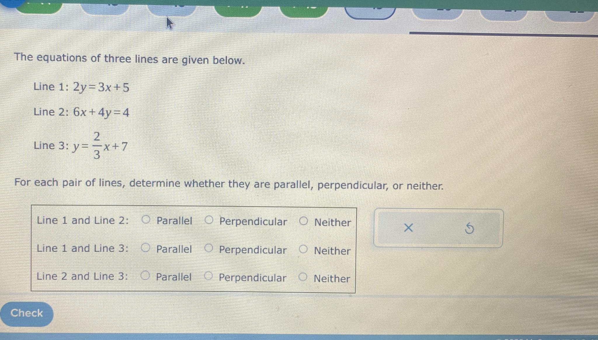Solved The equations of three lines are given below.Line | Chegg.com
