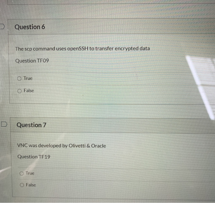 Solved Question 6 The scp command uses openSSH to transfer | Chegg.com